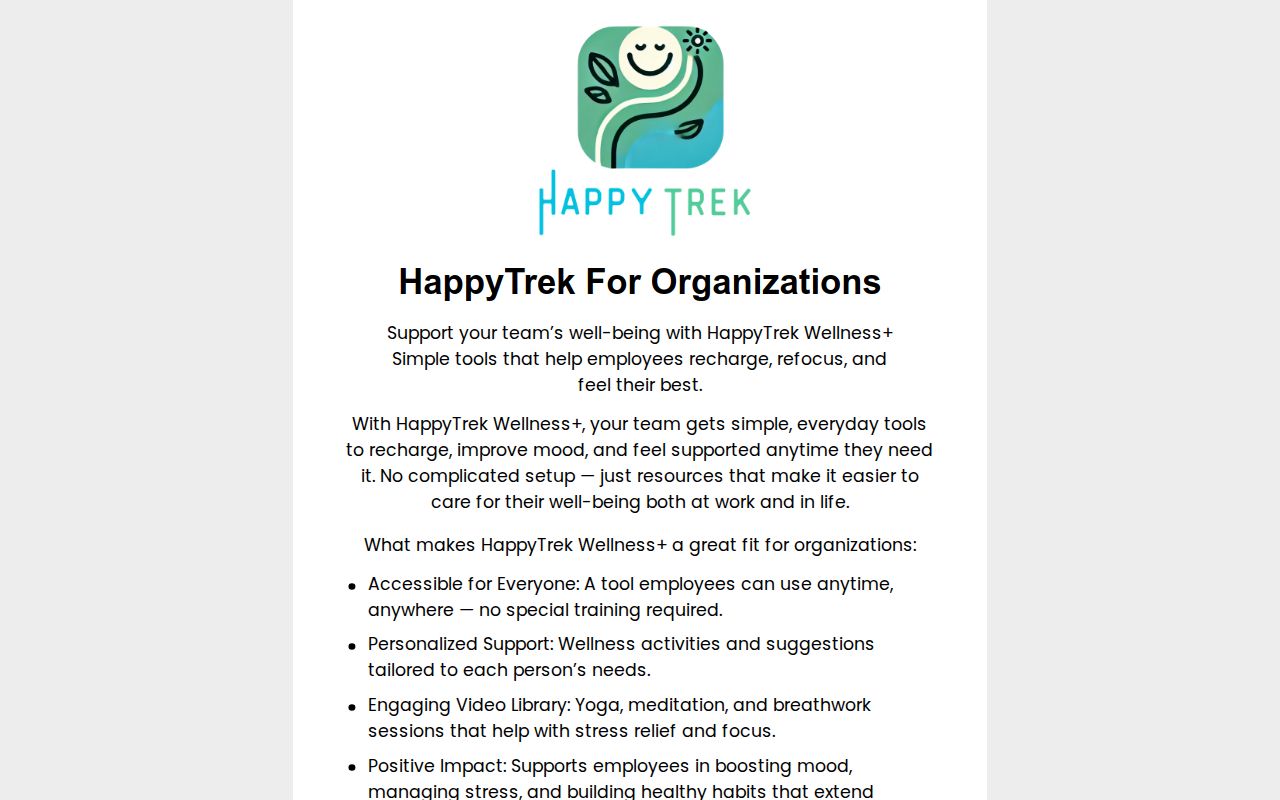 HappyTrek For Organizations